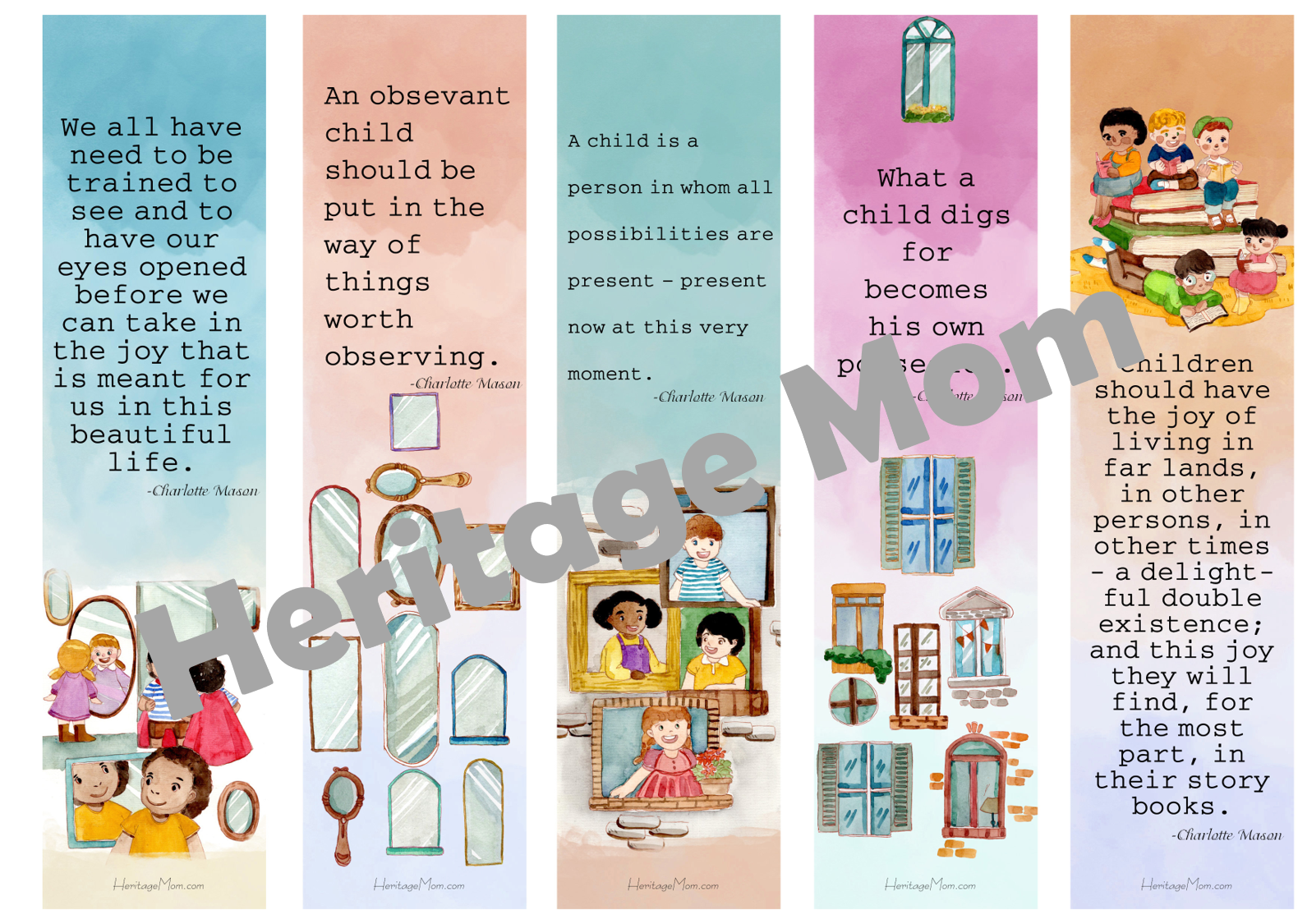 Whimsical Charlotte Mason Bookmark Printable - Heritage Mom